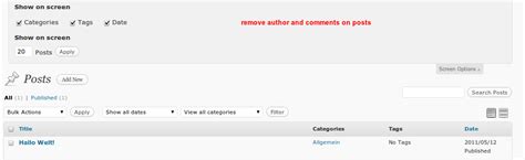 Admin How To Remove A Column From The Posts Page Wordpress