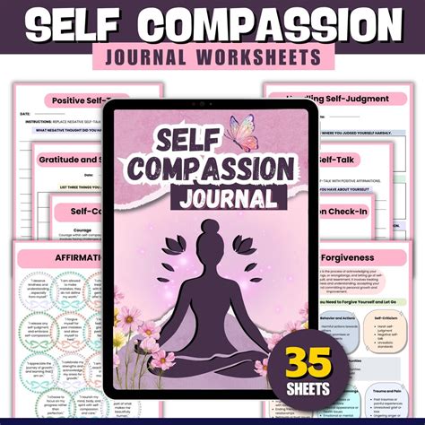 Self Compassion Journal Bundle Self Esteem Therapy Worksheets