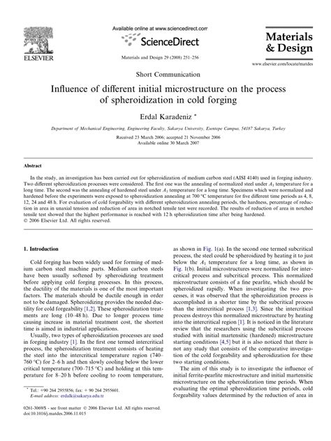 Pdf Influence Of Different Initial Microstructure On The Process Of
