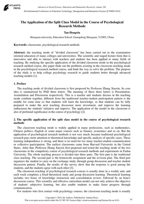 Pdf The Application Of The Split Class Model In The Course Of