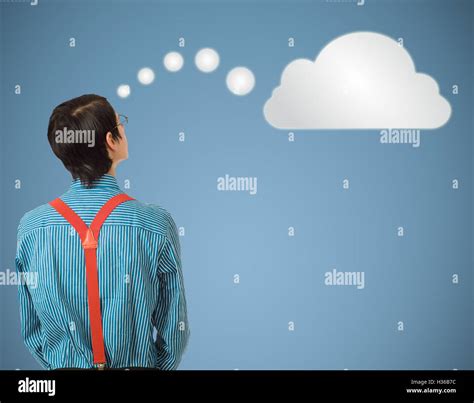 Nerd Geek Businessman Thinking Cloud Or Computing Stock Photo Alamy