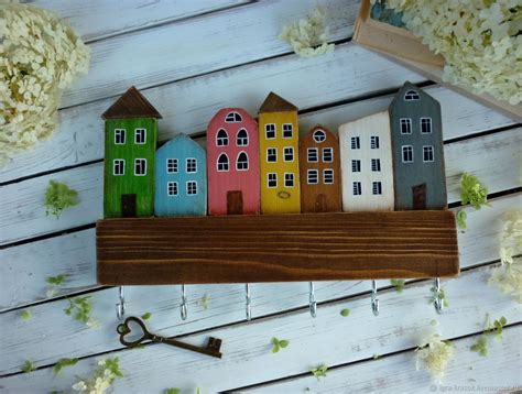 Ключница с домиками Ключница настенная в интернет магазине Ярмарка Мастеров по цене 1592