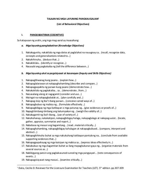 Lesson Plan Objectives Psychomotor Examples Free Printable