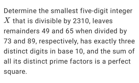Determine The Smallest Five Digit Integer StudyX