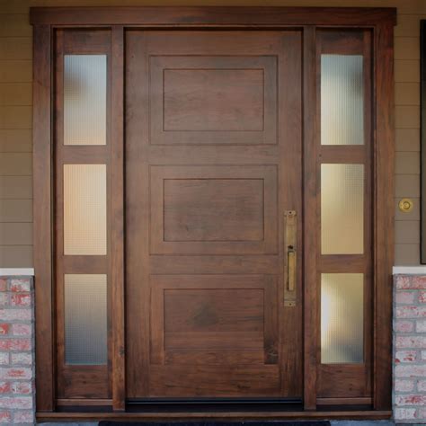 Custom Knotty Walnut Entry Door With 2 Sidelights