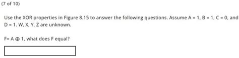 Solved Of Use The XOR Properties In Figure To Chegg