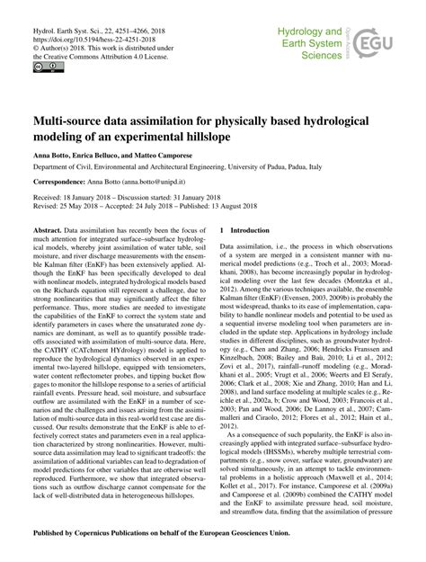 Pdf Multi Source Data Assimilation For Physically Based Hydrological