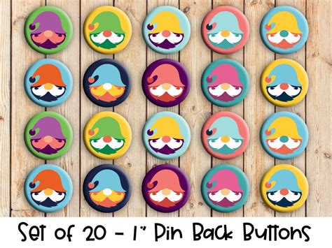 gnome designs set of 20 buttons or magnets 1 or 1 25 pin buttons
