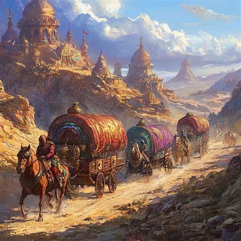 Caravan Fantasy Adventurer Adventure Art Fantasy Art Illustrations