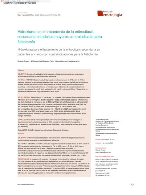 Eritrocitosis Articulo Es En Pdf