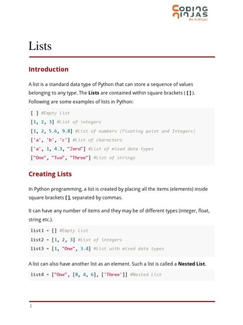 Note Arrays And Lists Pdf Control Flow Computing