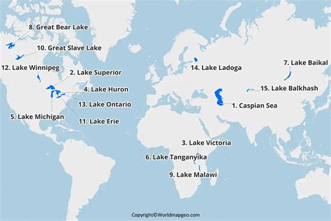 Lakes Of The World Map Labeled Rivers And Lakes Of World Map