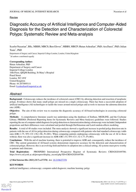 PDF Diagnostic Accuracy Of Artificial Intelligence And Computer Aided Diagnosis For The