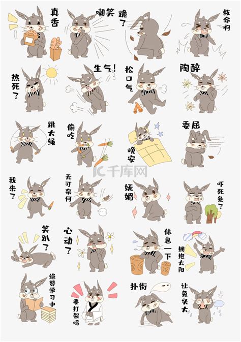 兔兔表情包合集素材图片免费下载 千库网