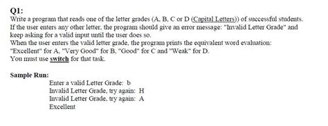 solved q1 write a program that reads one of the letter