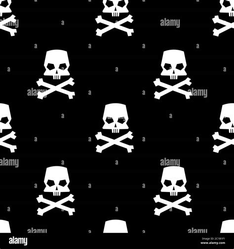 Skull And Crossbones Seamless Pattern On Black Background Vector Illustration Stock Vector
