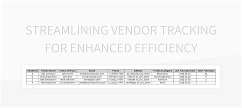 Streamlining Vendor Tracking For Enhanced Efficiency Excel Template And Google Sheets File For ...