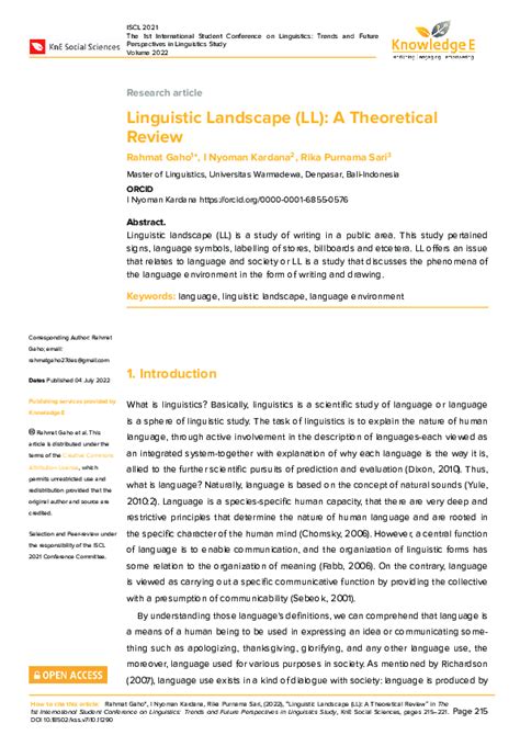 Pdf Linguistic Landscape Ll A Theoretical Review