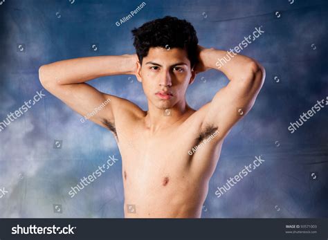 Young Thin Hispanic Man Standing Shirtless库存照片93571003 Shutterstock