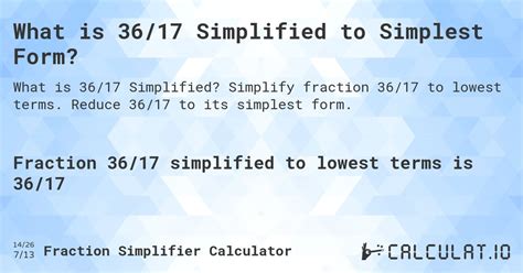 What Is 36 17 Simplified To Simplest Form Calculatio