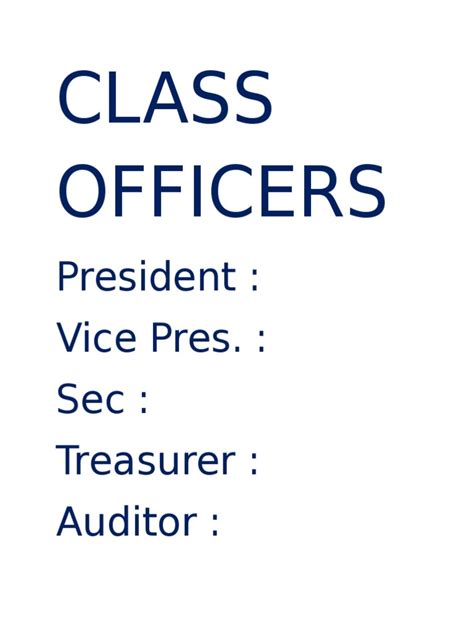 Class Officer Roles And Responsibilities Pdf Class Officer Roles And Responsibilities Pdf