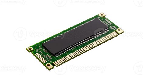 Computer memory module with black chip on transparent background ...