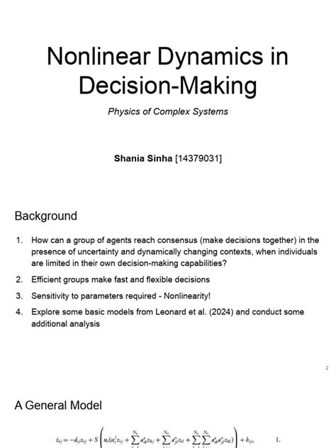 Nonlinear Dynamics Of Decision Making Pdf Decision Making