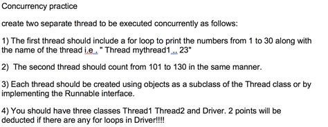 Solved Concurrency Practice Create Two Separate Thread To Be Chegg