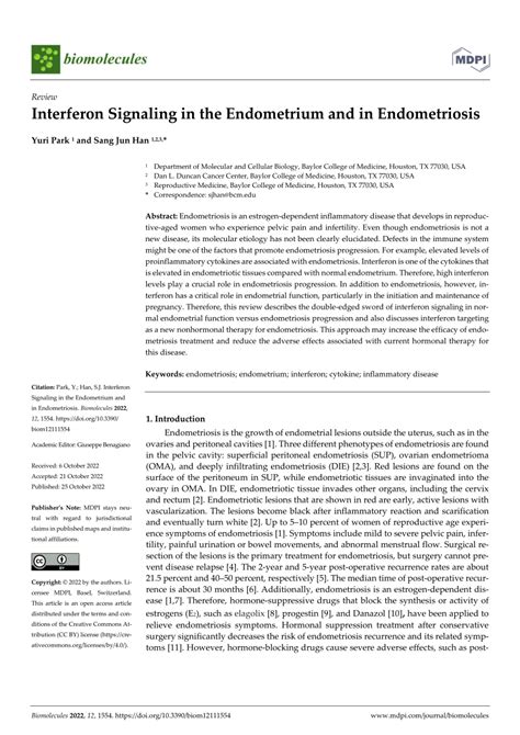 Pdf Interferon Signaling In The Endometrium And In Endometriosis