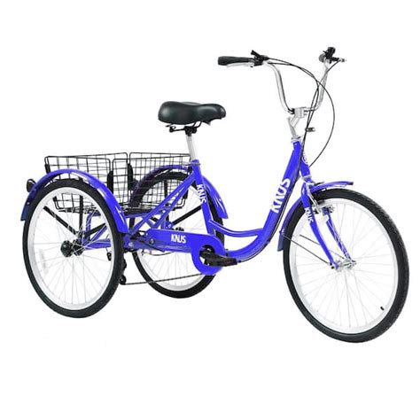 Cesicia 24 In Wheels Blue 7 Speed Cruiser Bicycles Adult Tricycle