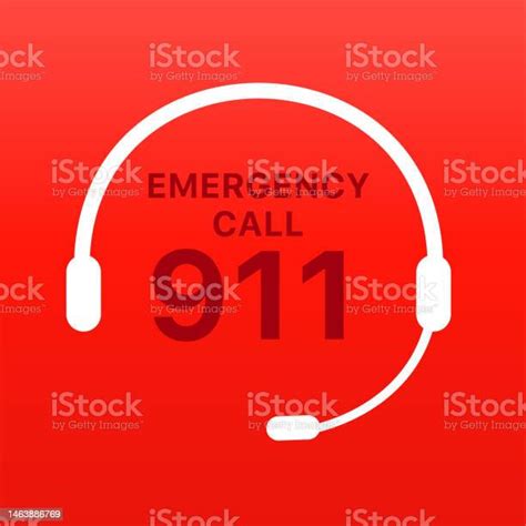 Flat Illustration With Red Emergency Call For Design Concept Call Icon Vector Hotline Concept ...