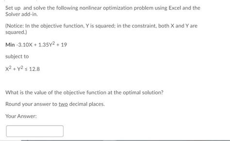 Solved Set Up And Solve The Following Nonlinear Optimization