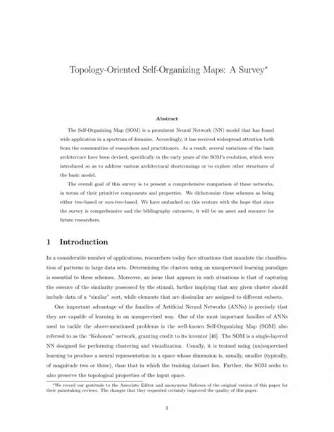 Pdf Topology Oriented Self Organizing Maps A Survey Dokumentips