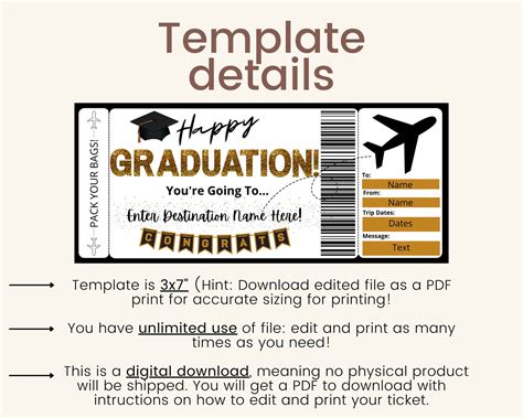 Graduation Boarding Pass Graduation Ticket Graduation Ts Etsy