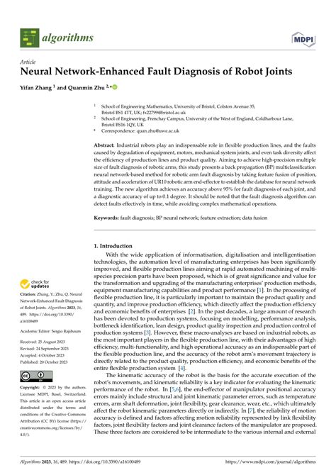 Pdf Neural Network Enhanced Fault Diagnosis Of Robot Joints