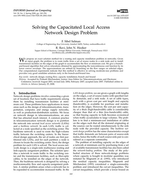 Pdf Solving The Capacitated Local Access Network Design Problem