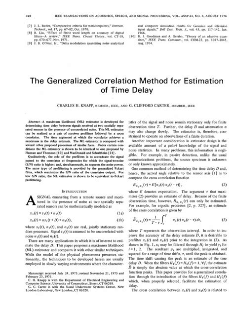 The Generalized Correlation Method For Estimation Of Time Delay 3c4 Pdf Spectral Density