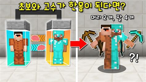 마크 초보와 고수가 한몸이 되면 생기는 일 머리 2개팔 4개 되는 방법 이게 가능하다니ㅋㅋ 마인크래프트 Youtube