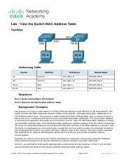 Lab View The Switch MAC Address Table Docx Lab View The Switch MAC Address Table