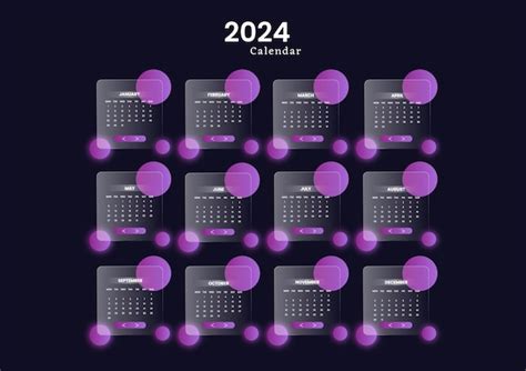 Premium Vector Vector New Year 2024 Web Calendar Design With Glass