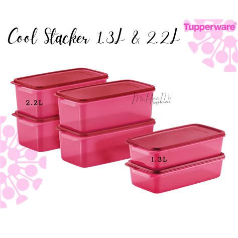 Tupperware Cool Stacker Pink Purple Red Bekas Makanan Stackable Food Container Shopee Malaysia