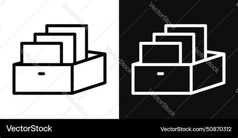 Folder Box Icon Set File Archive Storage Symbol Vector Image