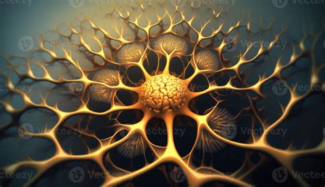 Generative Ai Conceptual Illustration Of Neuron Cells With Glowing Link Knots In Abstract Dark