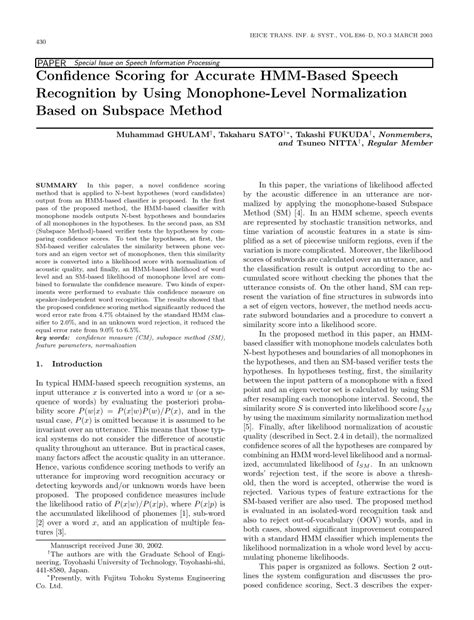 Pdf Confidence Scoring For Accurate Hmm Based Speech Recognition By Using Monophone Level