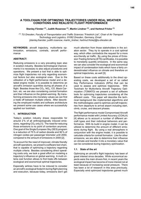 Pdf A Toolchain For Optimizing Trajectories Under Real Weather Conditions And Realistic Flight