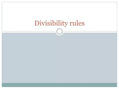 PPT Divisibility Rules PowerPoint Presentation Free Download ID