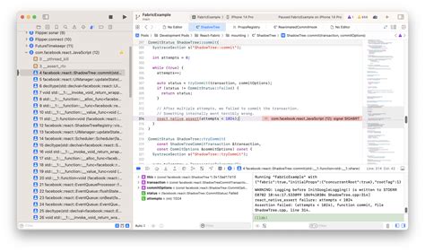 Fabric Crash On Reactnativeassertattempts