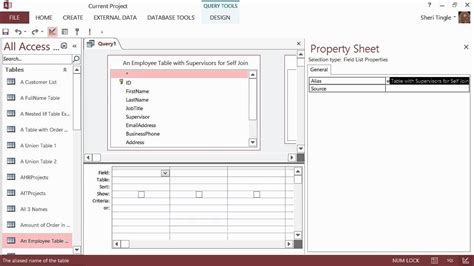 microsoft office access 2013 tutorial creating a self join query k