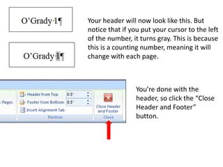 Part Of How To Set Your Paper Up In MLA Style PPT