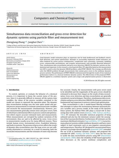 pdf simultaneous data reconciliation and gross error detection for